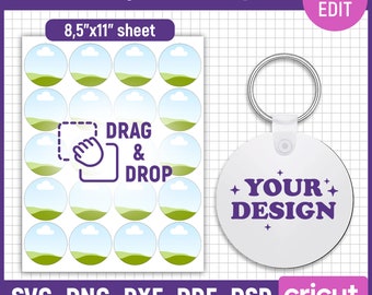 2" Circle Keychain Template, Keychain Template Svg, Sublimation ...