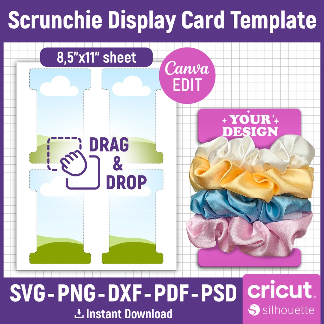 Scrunchie Display Card Template, Scrunchie Label, Scrunchie Holder ...