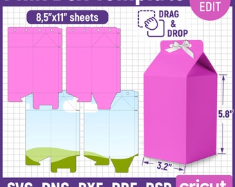 Milk Box Template Svg, Milk Carton Box Template, Gift Box Blank ...