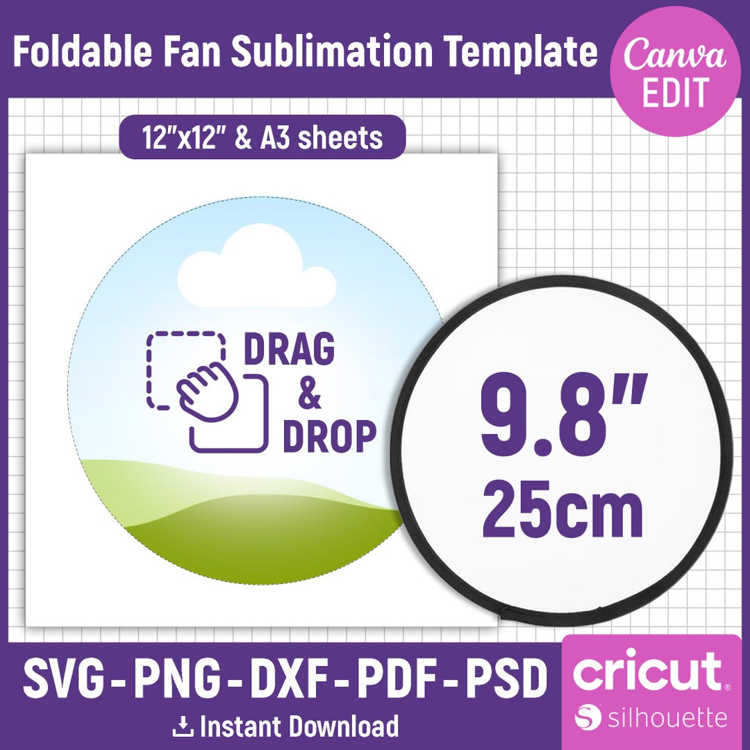 Foldable Fan Template, Foldable Fan Sublimation Template, Foldable ...