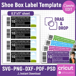 Shoe Box Label Template BUNDLE, Shoe Box Label Svg, Sneaker Box Label ...