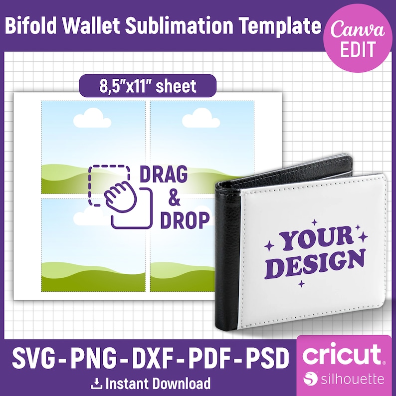Bifold Wallet Template, Sublimation Template, Bifold Wallet Sublimation ...
