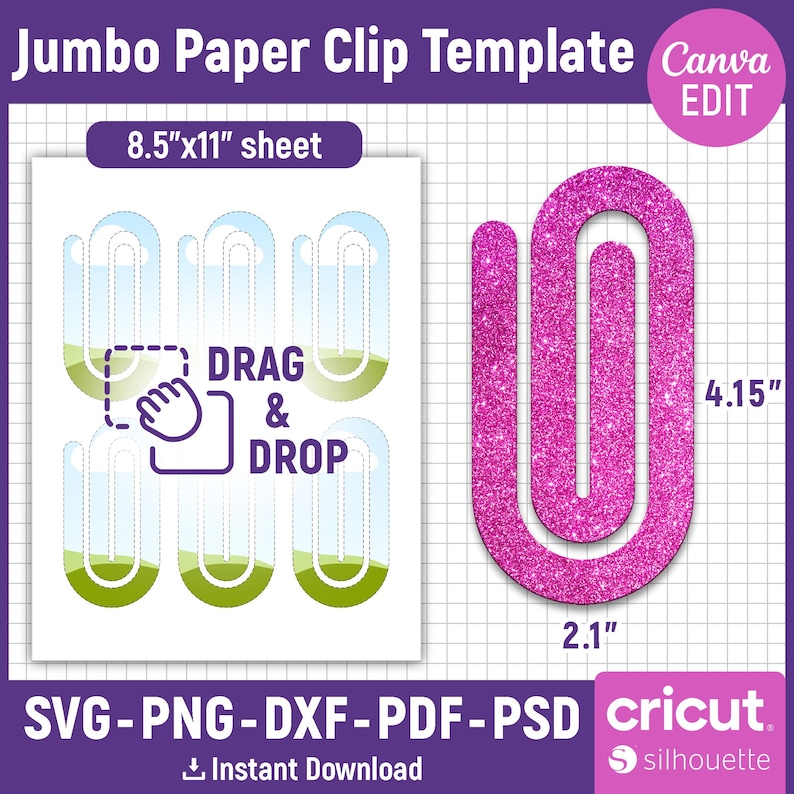 Jumbo Paperclip Template, Paperclip Bookmark Svg, Paperclip Svg, Snack ...