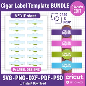 Cigar Label Template Bundle, Cigar Wrapper Template, Cigar Label Svg ...