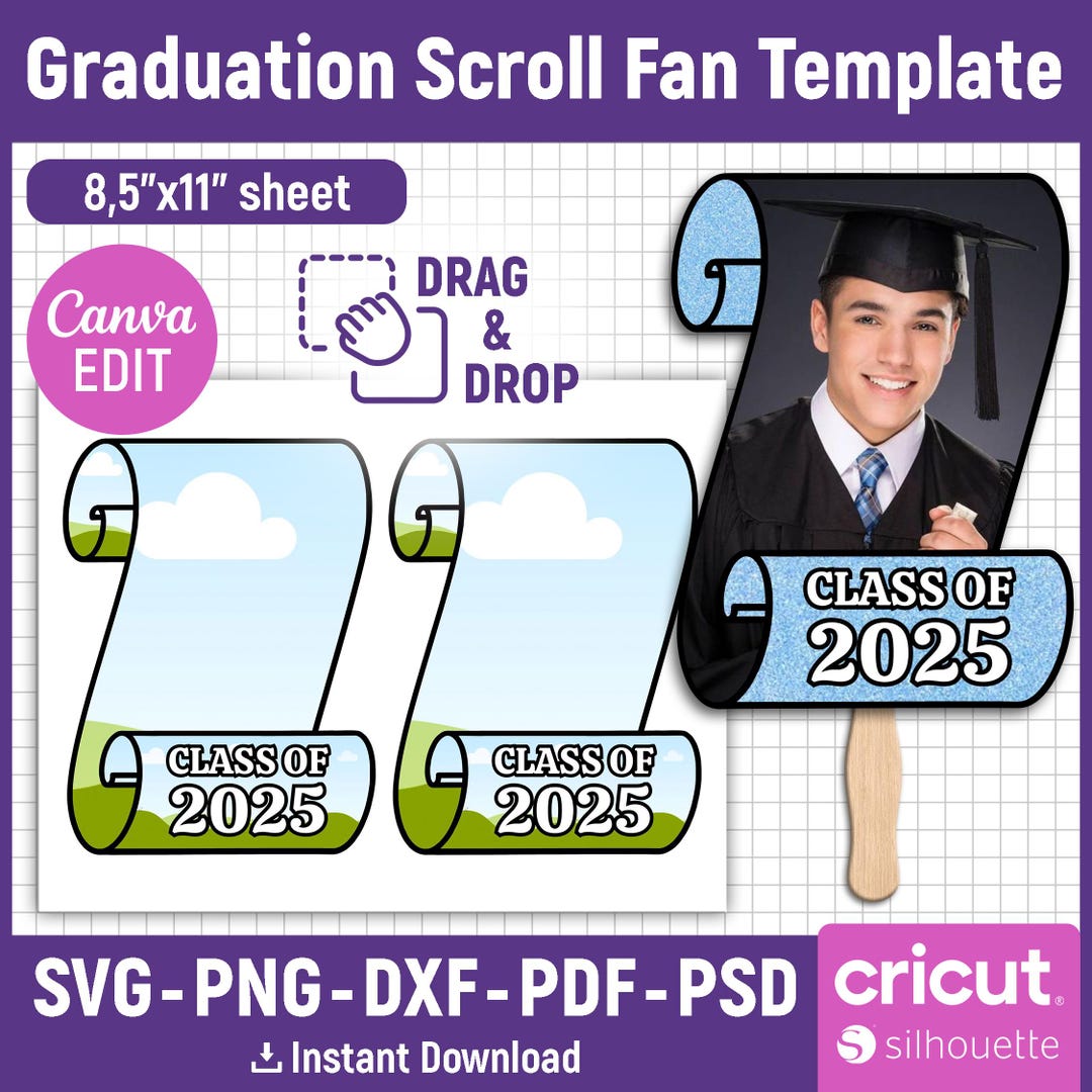 Graduation Scroll Fan Template, Personalized Graduation Fan, Custom ...