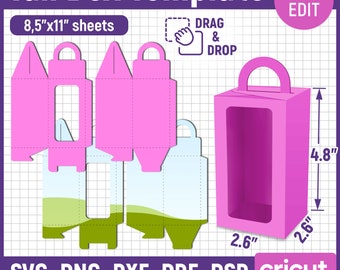 Tall Box Template, Window Box SVG, Box With Handle Template, Size 4 ...