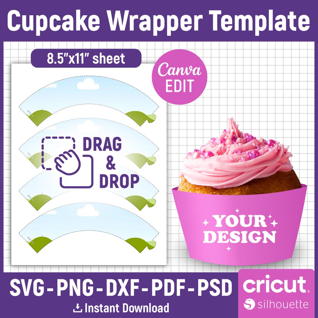 Cupcake Wrapper Template, Cupcake Blank Wrapper Template, Cupcake ...