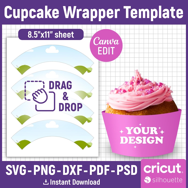 Cupcake Wrapper Template - Etsy