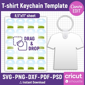 T-shirt Keychain Template, Keychain Template Svg, Keychain Sublimation ...