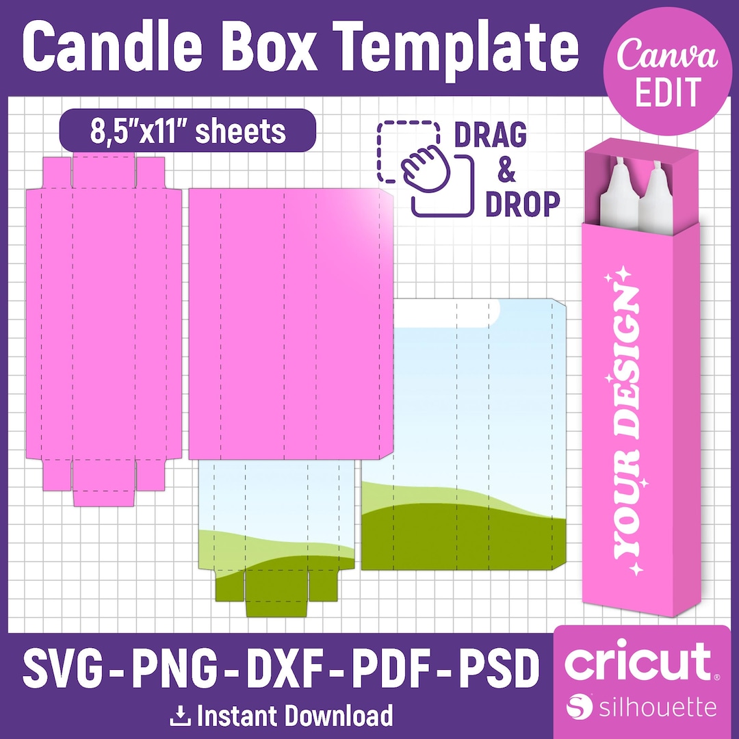 Candle Box Template, Candle Box Svg, Unscented Chandelier Candle Box ...