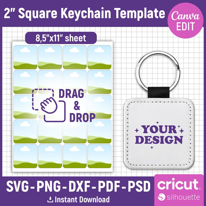 Leather Keychain Template Bundle, Keychain Template Svg, Sublimation ...