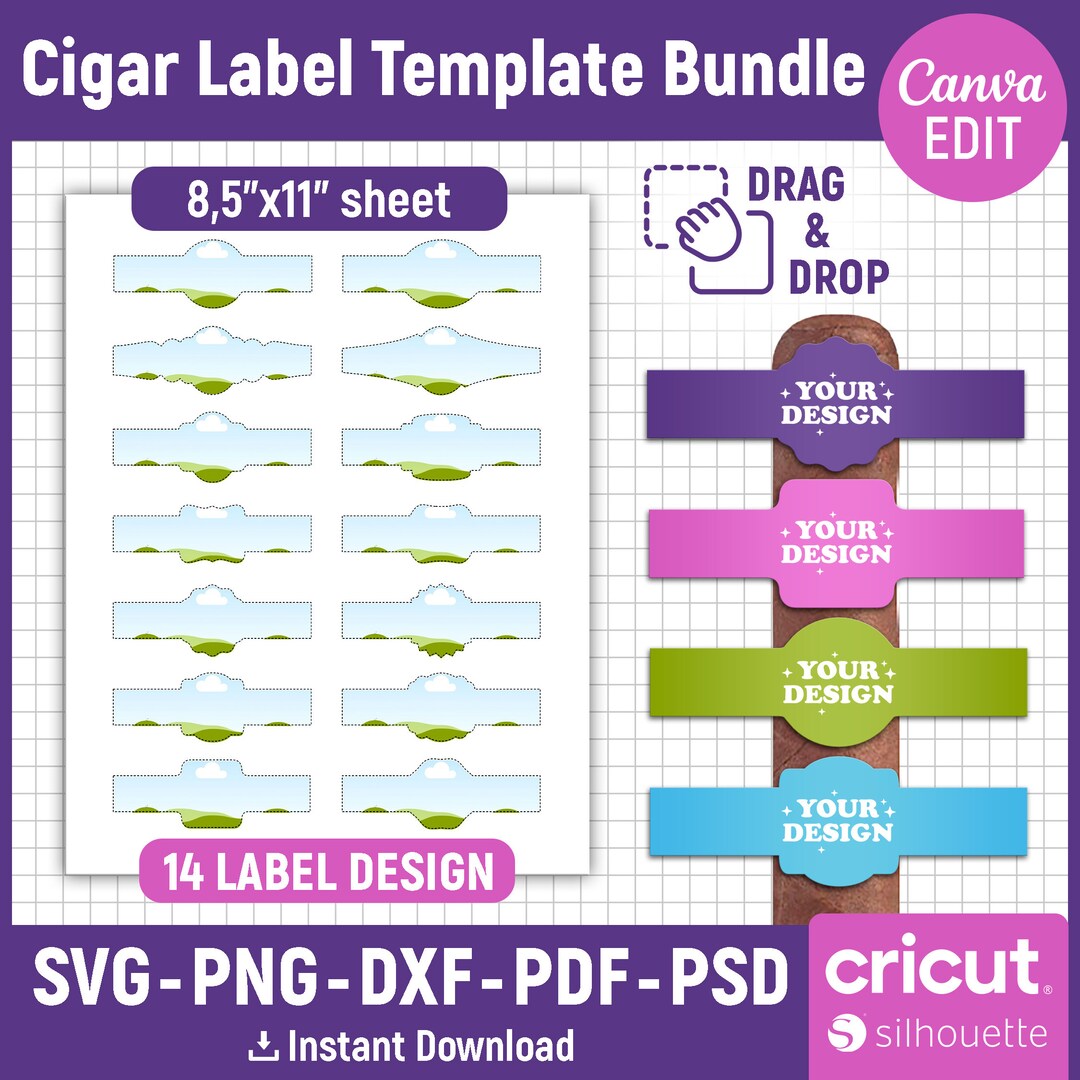 Cigar Wrapper Template Bundle, Cigar Label Template, Cigar Label Svg ...
