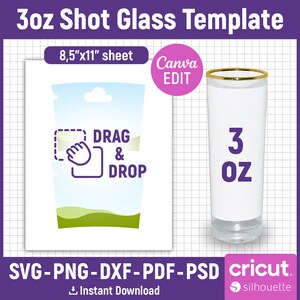 Shot Glass Template Bundle, 1.5oz, 2.5oz, 3oz Shot Glass Wrapper, Shot ...