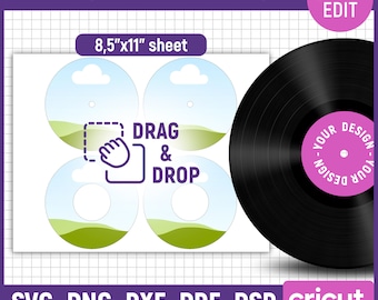 12 Inches Vinyl Record Template, Vinyl Record Label Template, Record ...