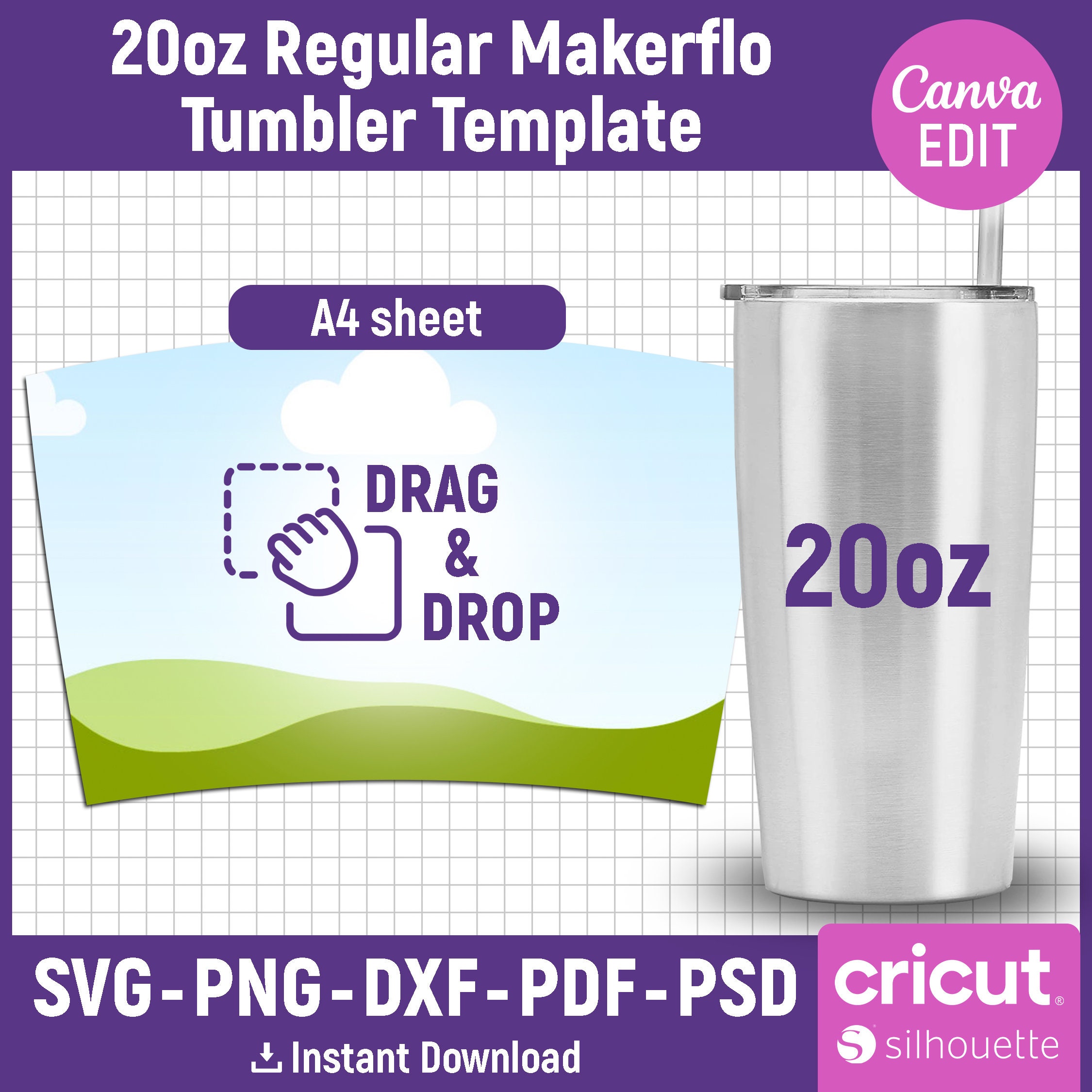 Tumbler Template Svg, 20oz Regular Makerflo Tumbler Template, Blank ...