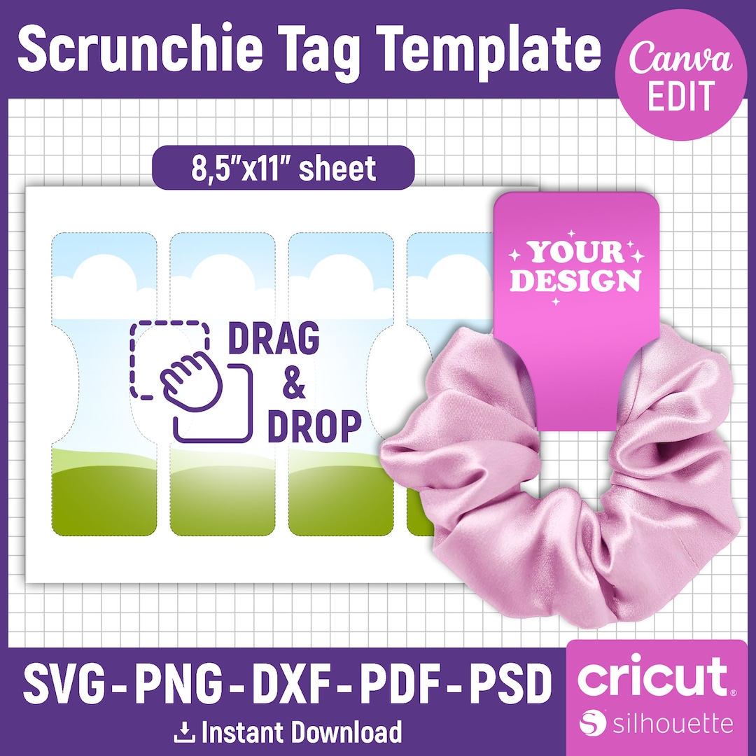 Scrunchie Tag Template, Scrunchie Label, Scrunchie Holder, Scrunchie ...