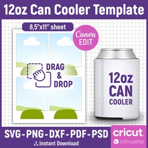12oz Can Cooler & 12oz Slim Can Cooler Template, Beer Cooler Template ...