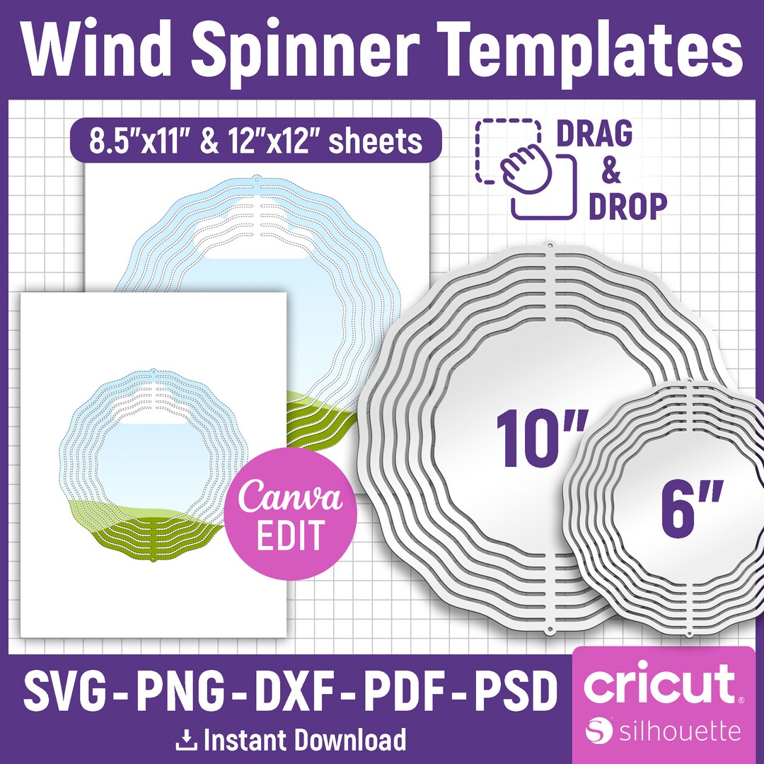 Wind Spinner Template BUNDLE, Wind Spinner for Sublimation, Wind ...