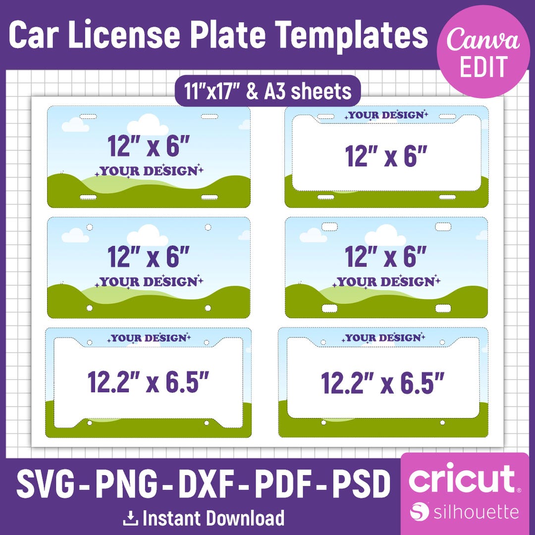 Car License Plate Templates, Car License Plate Sublimation Template ...