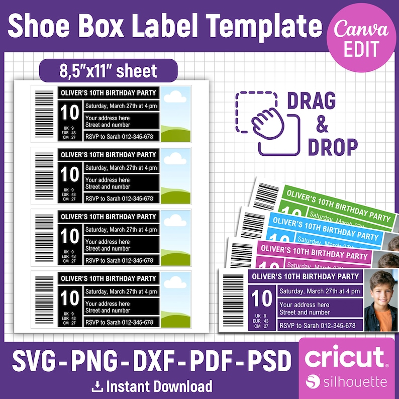 Shoe Box Label Template, Shoe Box Label Svg, Sneaker Box Label Template ...