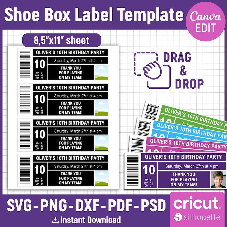 Shoe Box Label Template, Shoe Box Label Svg, Sneaker Box Label Template ...