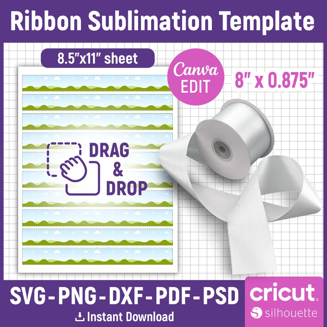 Ribbon Sublimation Template, Satin Ribbon Template, Satin Ribbon Svg ...