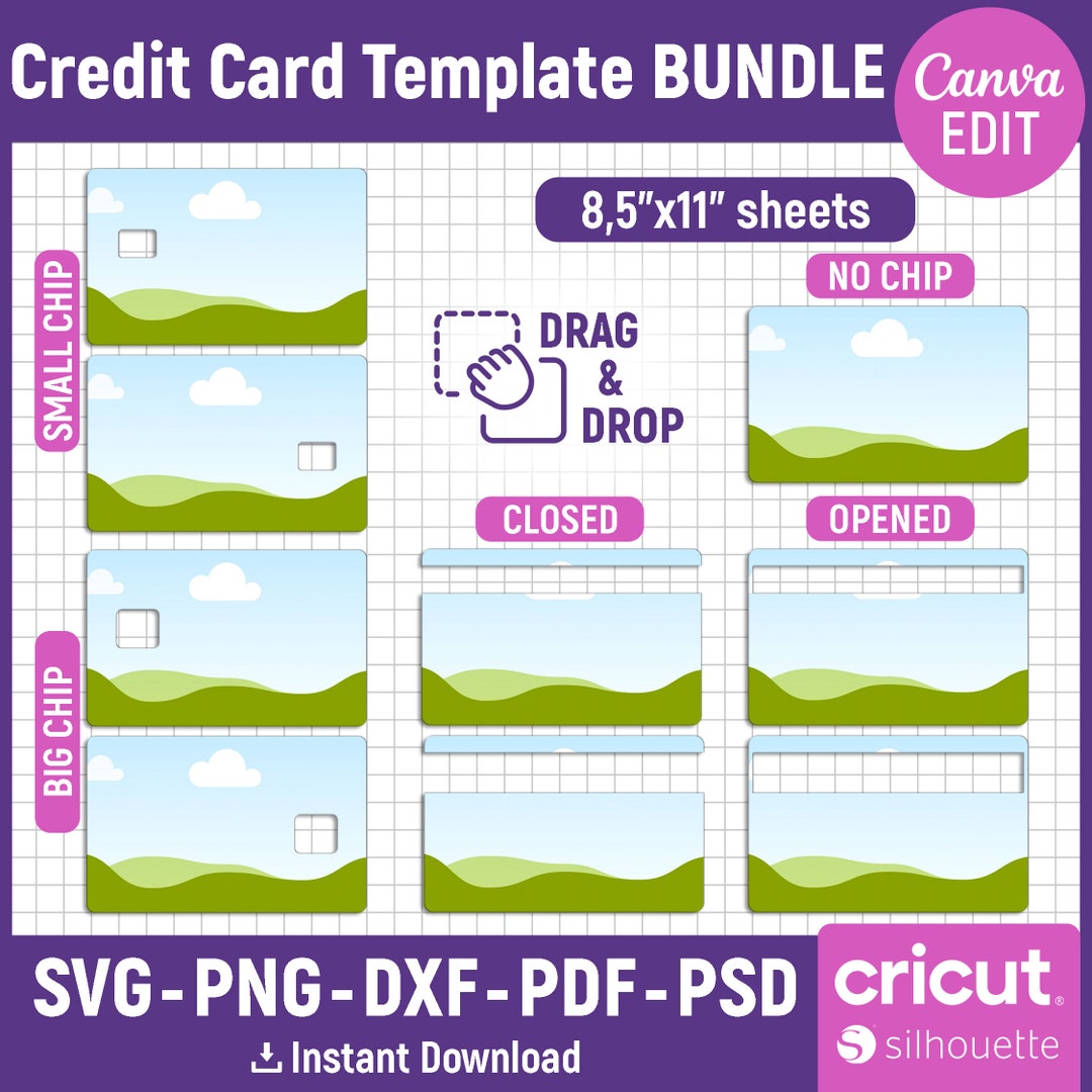 Credit Card Skin Template, Debit Card Cover Template Svg, Credit Card ...