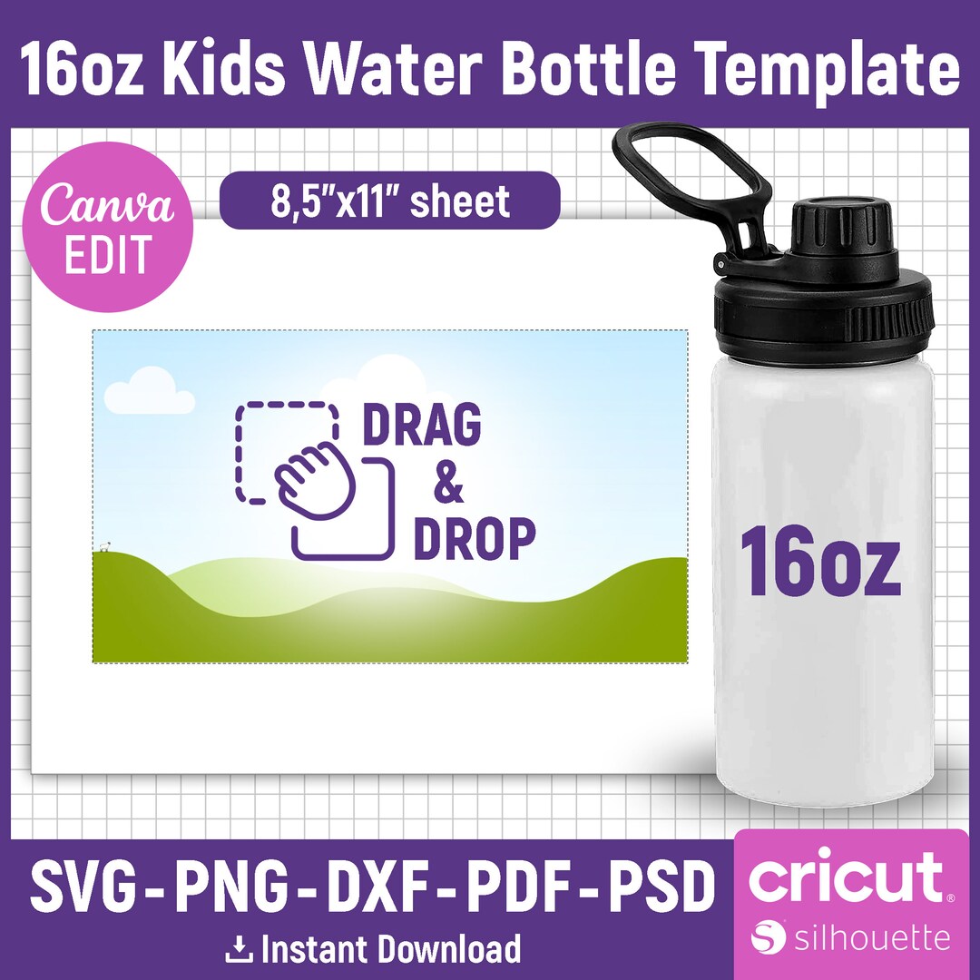Tumbler Template Svg, 16oz Kids Water Bottle Template, Kids School ...