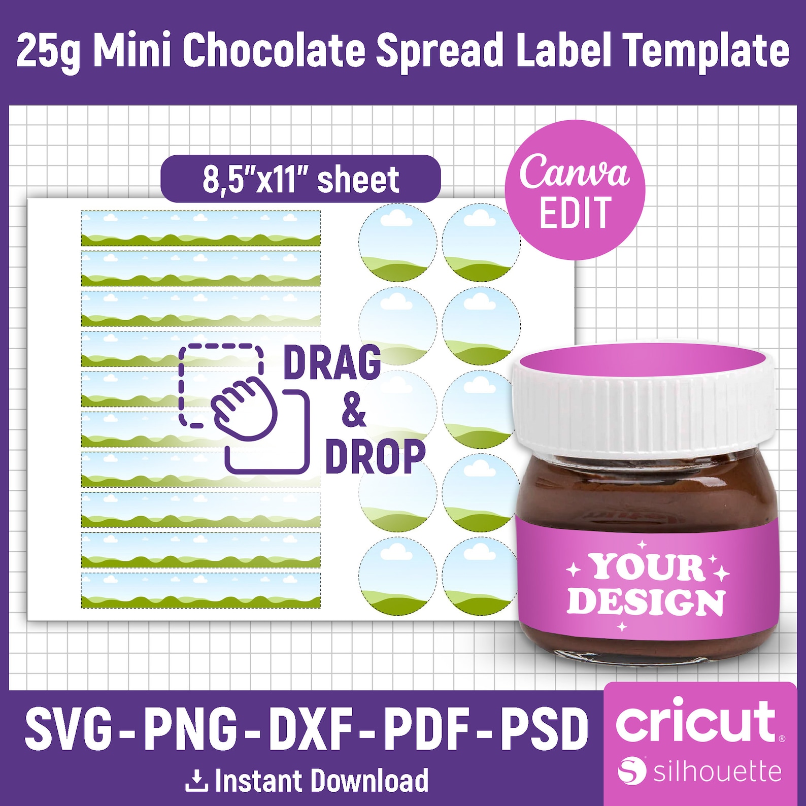 25g Mini Hazelnut Spread Label Template, Hazelnut Cocoa Spread Label ...