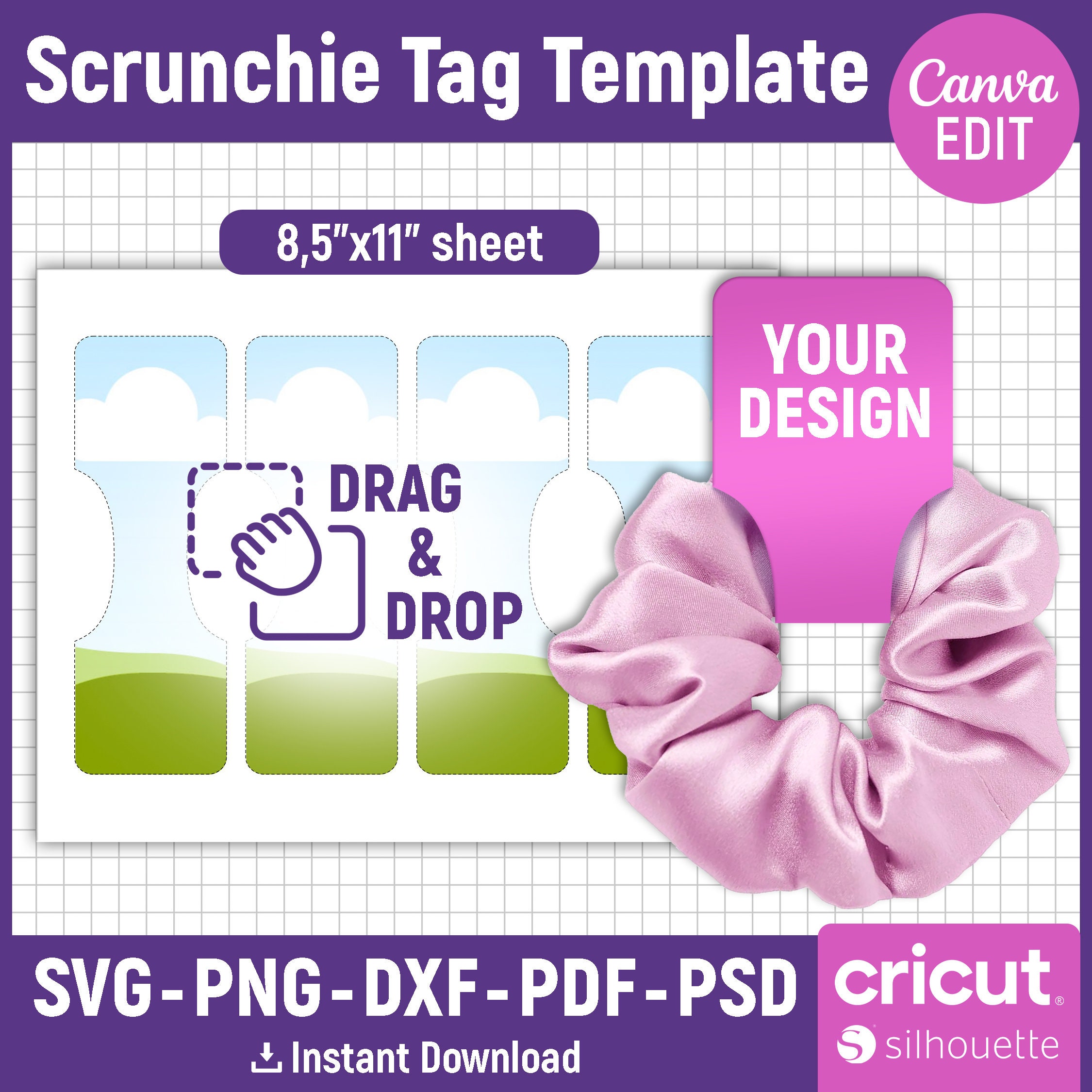 Scrunchie Tag Template, Scrunchie Label, Scrunchie Holder, Scrunchie ...