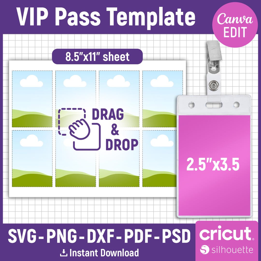VIP Pass Template, ID Badge Template, Pass Template, Vip Badge, Name ...