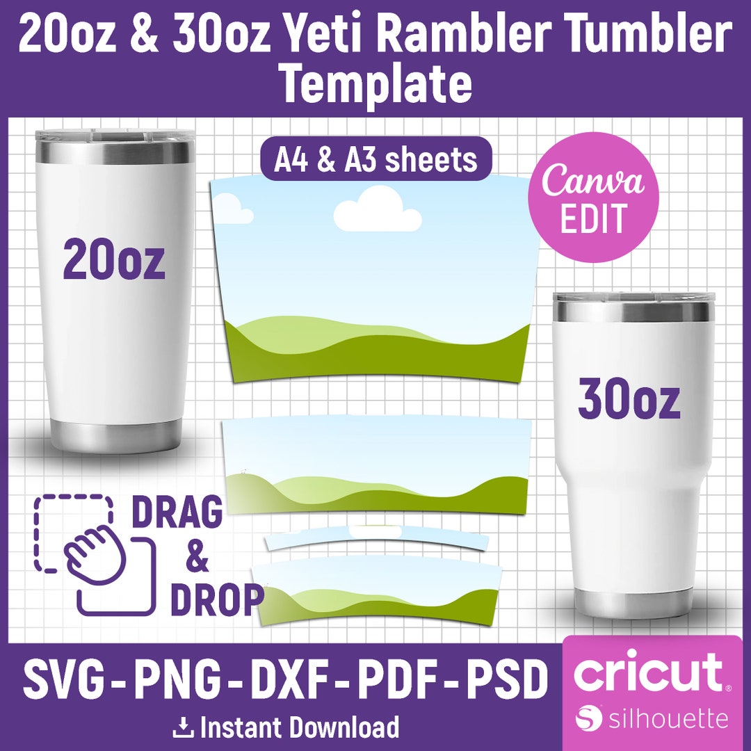20oz - 30oz Yeti Rambler Wrap Template, Yeti Rambler Template Svg, Yeti ...