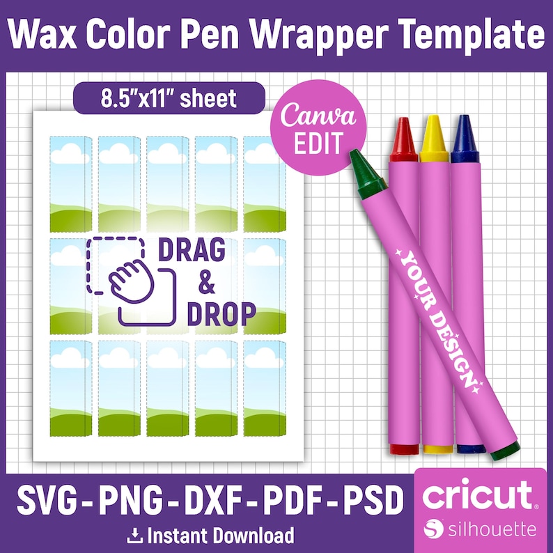 Crayon Wrapper Template, Wax Color Pen Wrapper Template, Crayon Label ...