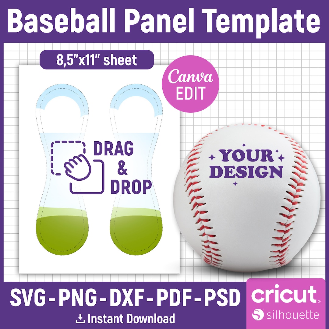 Baseball Panel Template Svg, Baseball Leather Blank Template, Photo ...