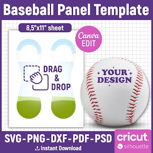 Baseball Panel Template Svg, Baseball Leather Blank Template, Photo ...