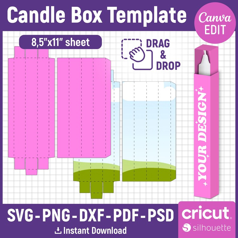 Candle Box Template BUNDLE, Candle Box Svg, Unscented Chandelier Candle ...