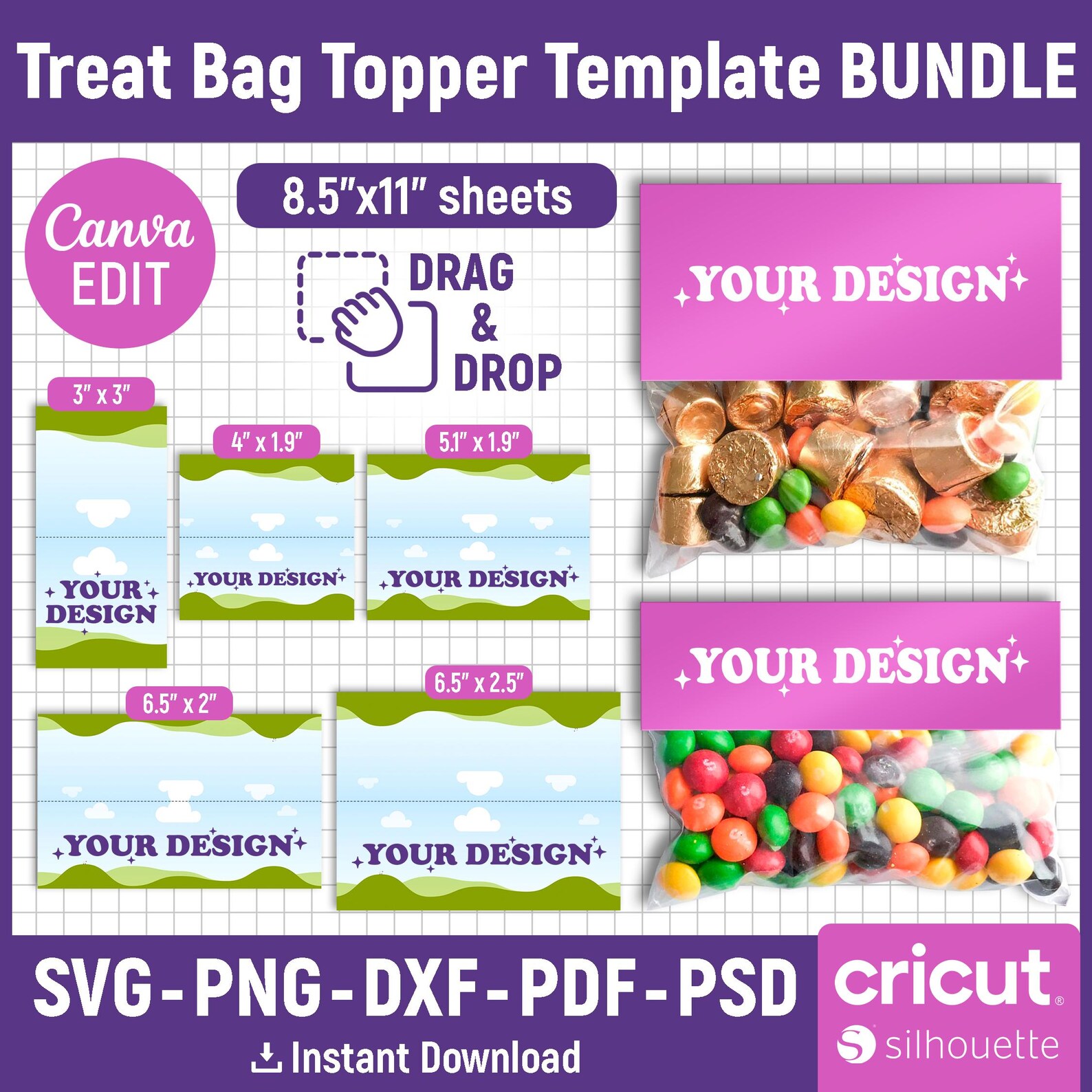 Treat Bag Troppers Template Bundle, Treat Bag Tropper Svg, Candy Pack ...
