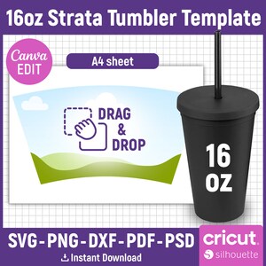 16oz Strata Cup Tumbler Template, 16oz Strata Cup Wrap Template, Strata ...