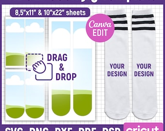 9" Sock Jig Template, Sock Jig Sublimation, Sock Insert Template, Ankle ...