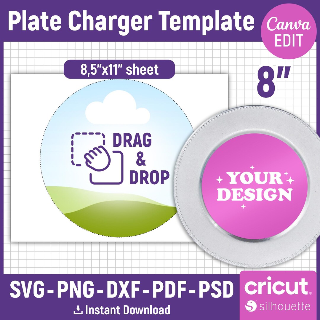 8 Inch Plate Charger Template, Plate Insert Template, Circle Template ...