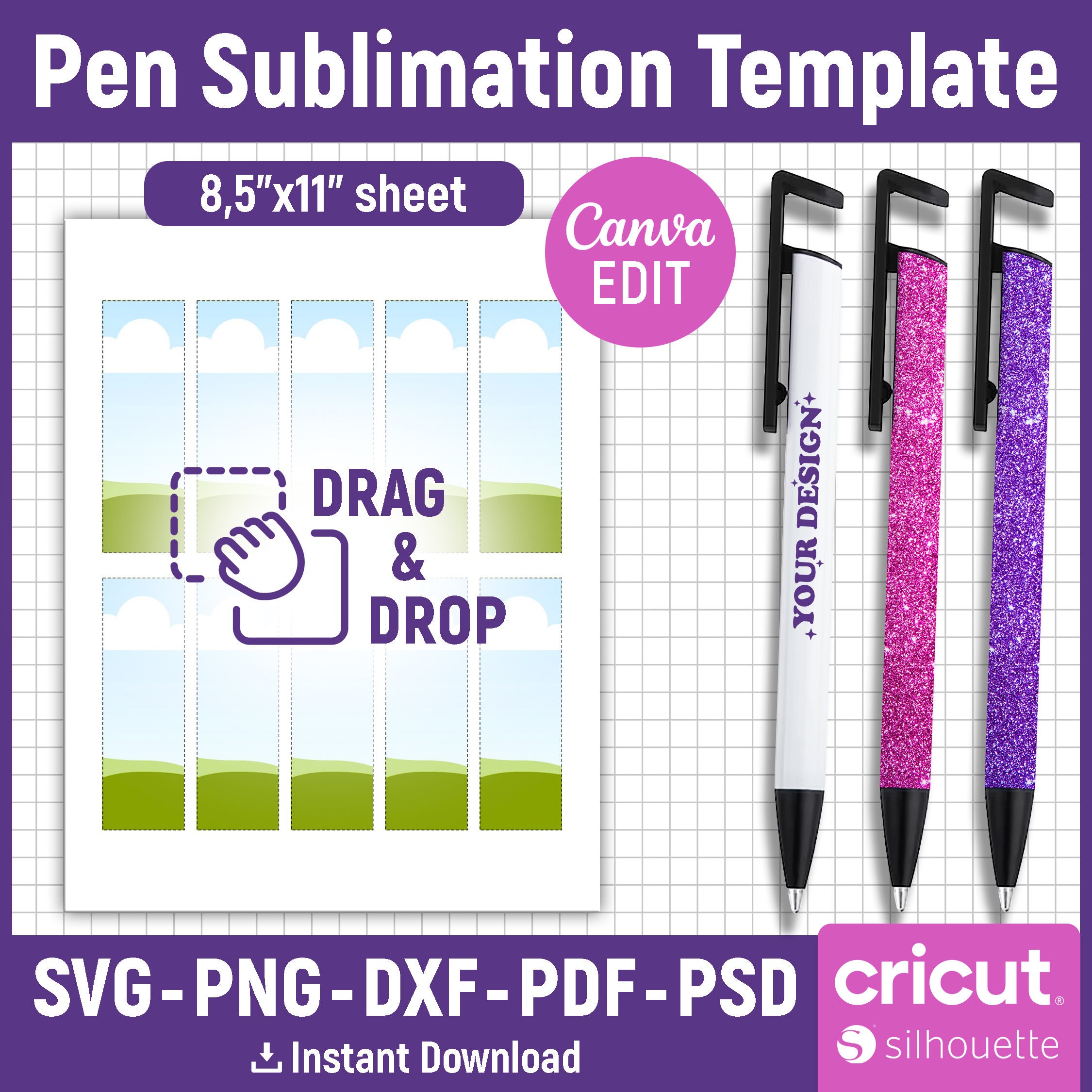 Pen Wrap Template, Pen Sublimation Template, Pen Wrapper Template, Sublimation Pen Template, Pen ...
