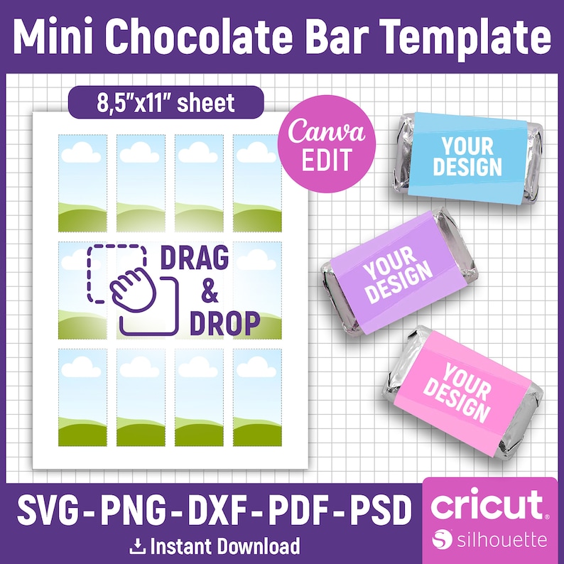 Mini Chocolate Wrapper Template, Candy Bar Wrapper Svg, Mini Candy Bar ...