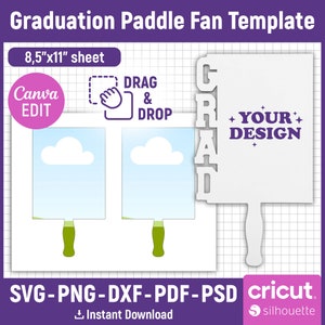 Grad Paddle Fan Template, Custom Grad Fan, Graduation Fan Template ...