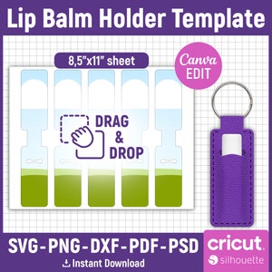 Lip Balm Holder Keychain Template, Lip Balm Blank Template, Chapstick ...