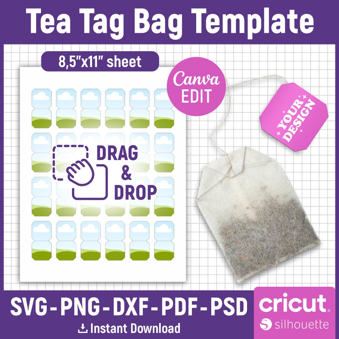 Tea Bag Tag Template, Tea Bag Label Template, Tea Bag Label Svg, Tea ...