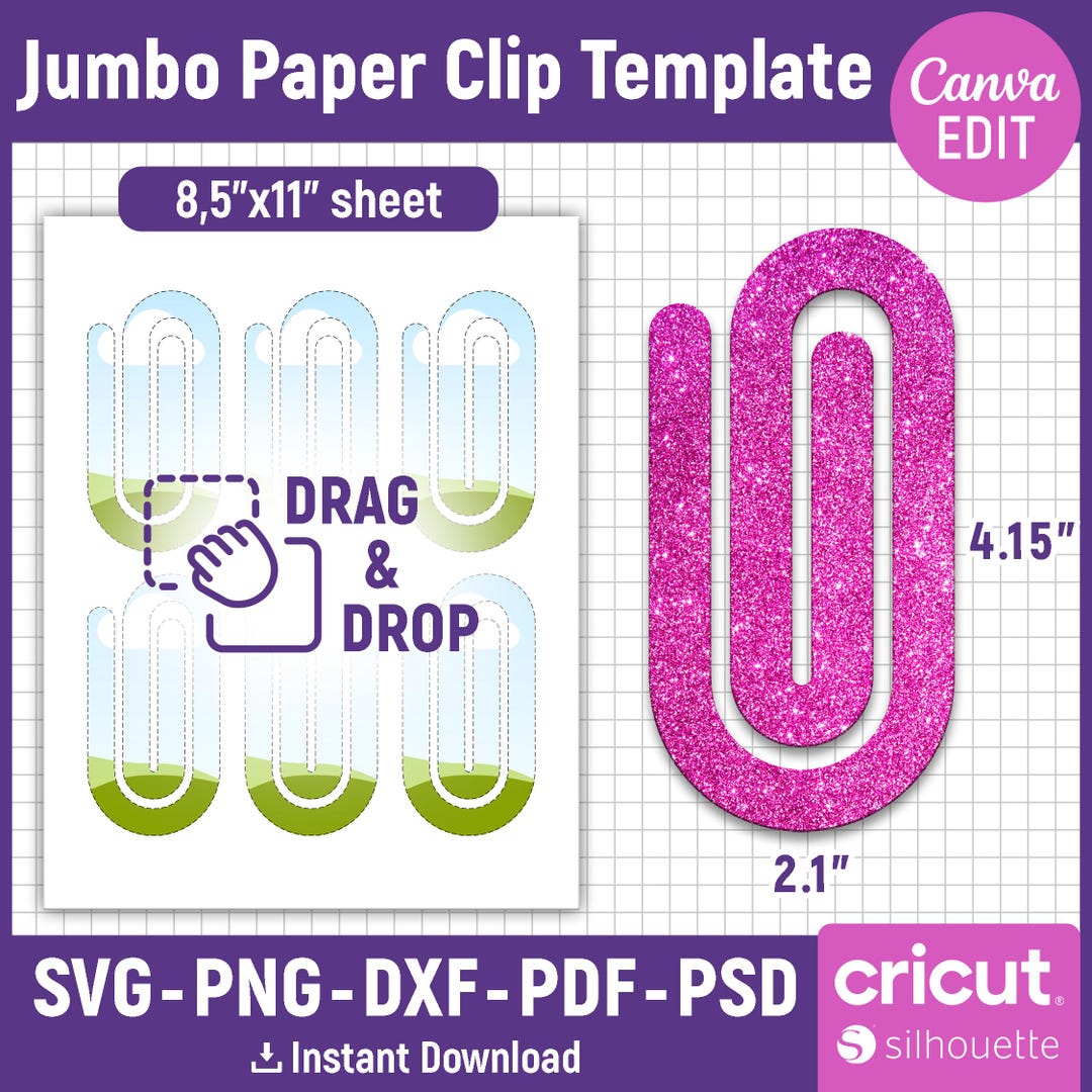 Jumbo Paperclip Template, Paperclip Bookmark Svg, Paperclip Svg, Snack ...