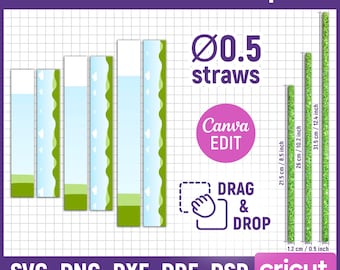 Straw Template Svg, Straw Sublimation Template, Straws for Tumblers ...