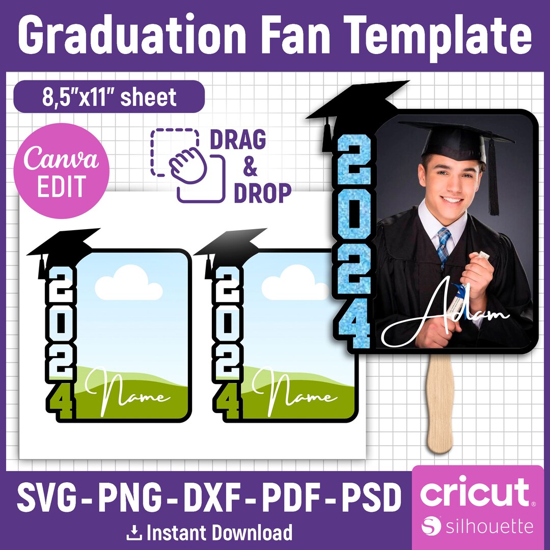 Graduation Paddle Fan Template, Personalized Graduation Fan, Custom ...