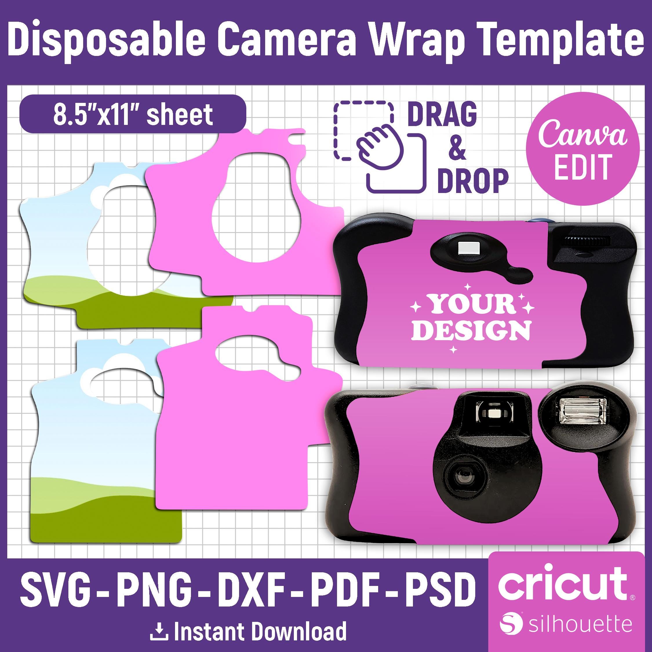 Disposable Camera Wrap Template, Template Funsaver Film Camera, Camera ...