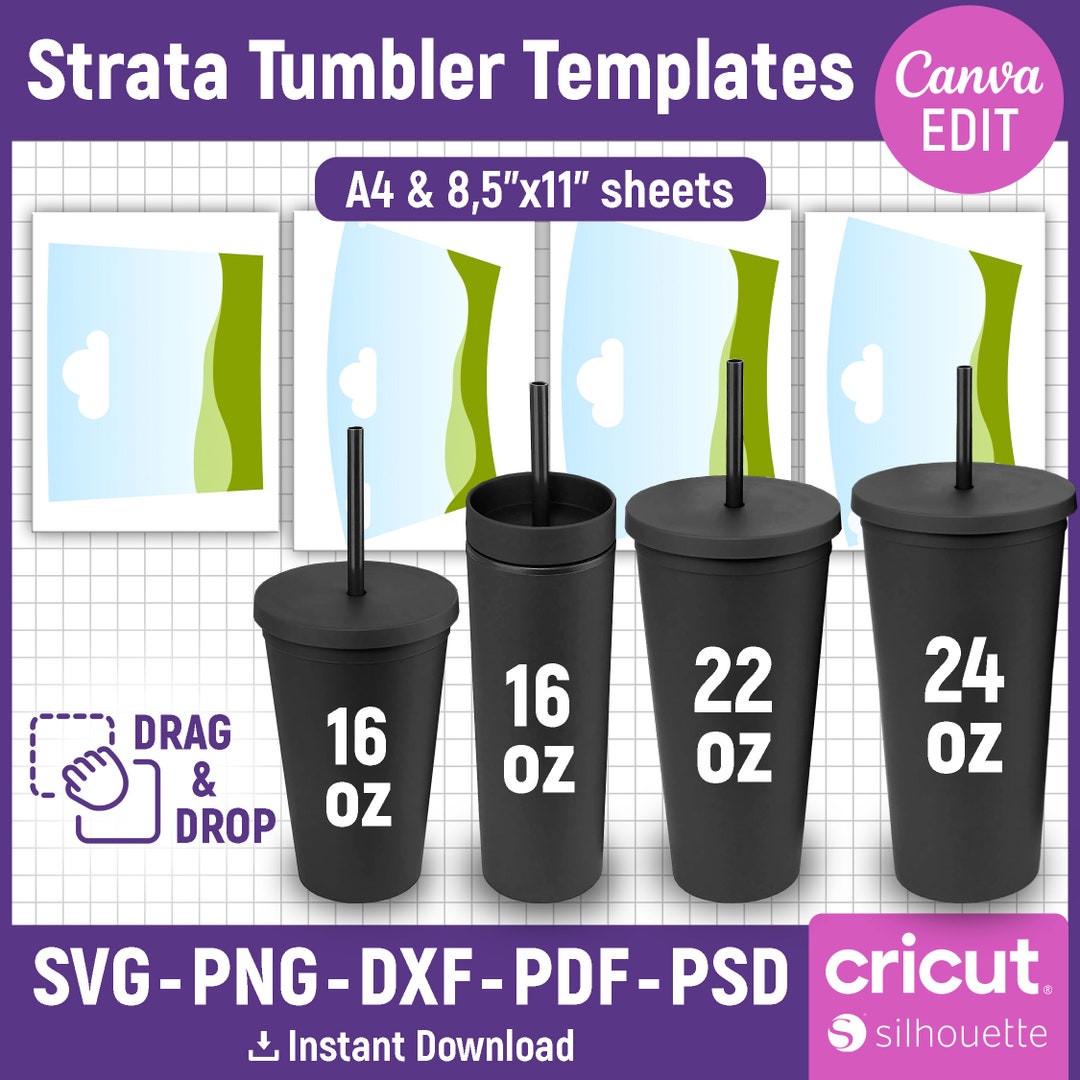 16oz, 22oz, 24oz Strata Tumbler Template Bundle, 16oz Strata Skinny ...